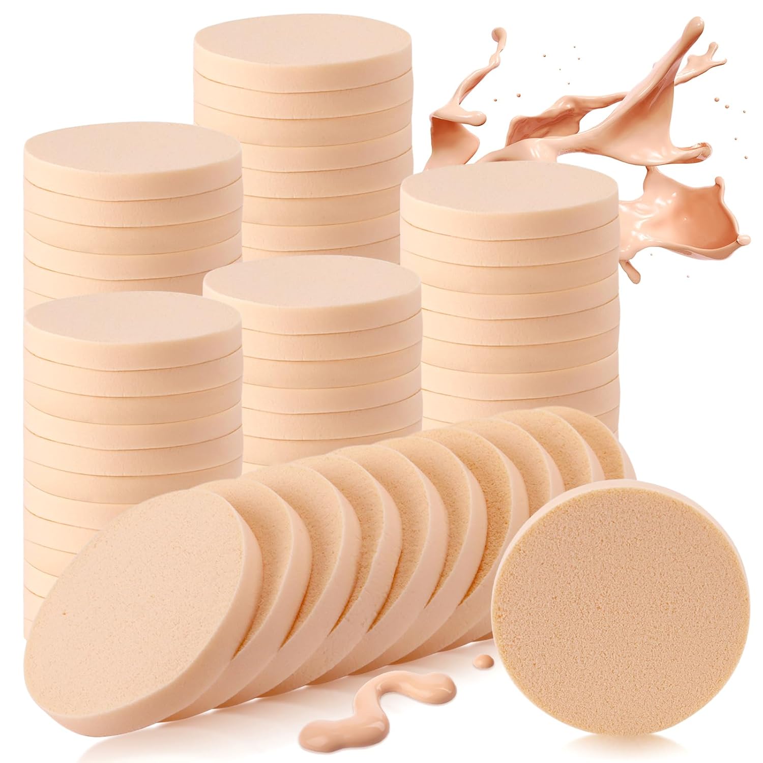 Amazon.com: Vmiapxo 48 Pieces Beige Makeup Sponge, Cosmetic Sponge ...