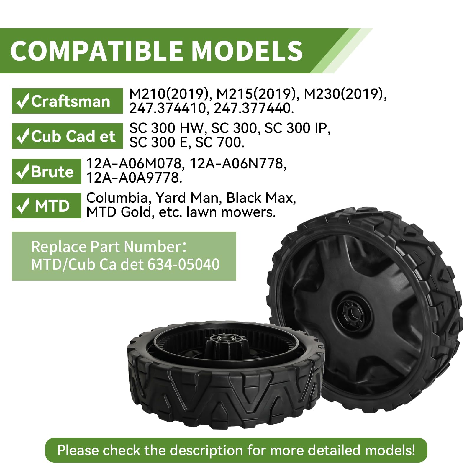 Snapklik.com : 2 Pack 634-05040 Lawn Mower Wheel Replacement For ...
