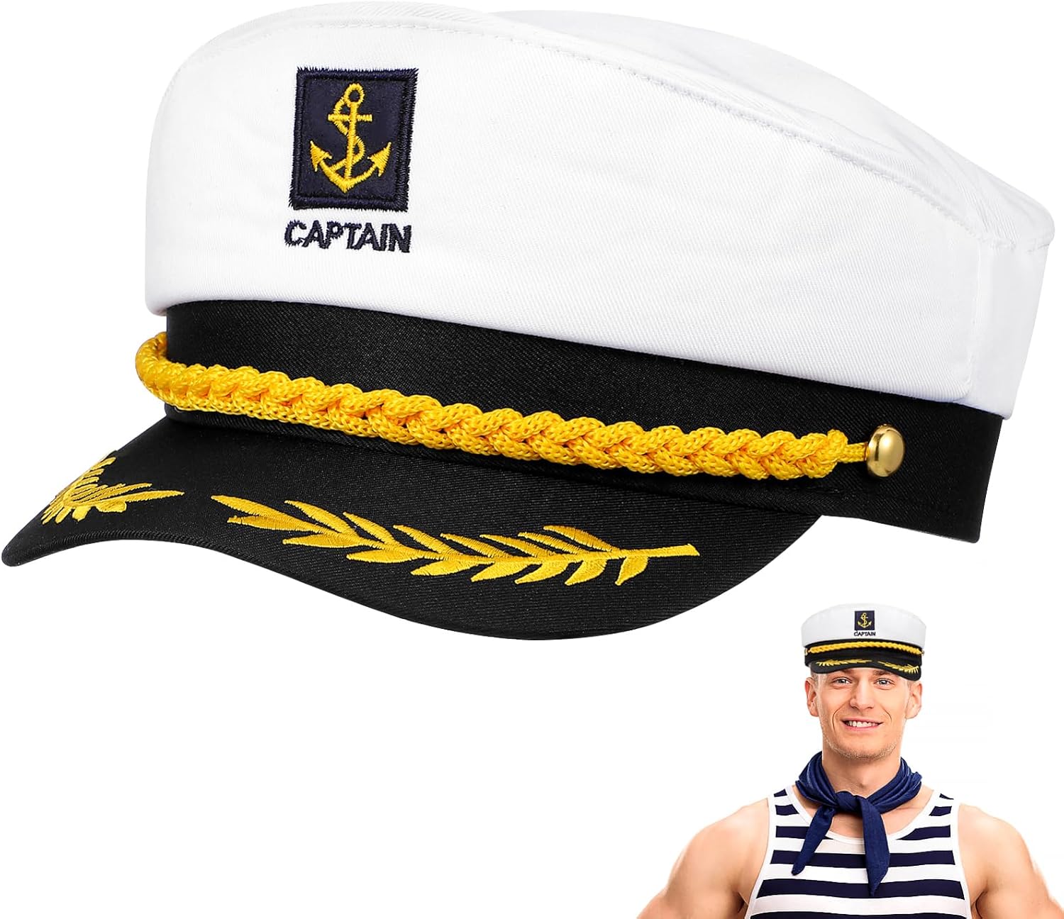 Amazon.com: CALLARON Captain Hat, Sailor Hat for Men Adults, Halloween ...