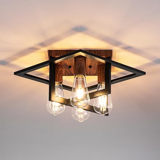 Semi Flush Mount Ceiling Light Fixture, 4 Light Industrial Ceiling ...