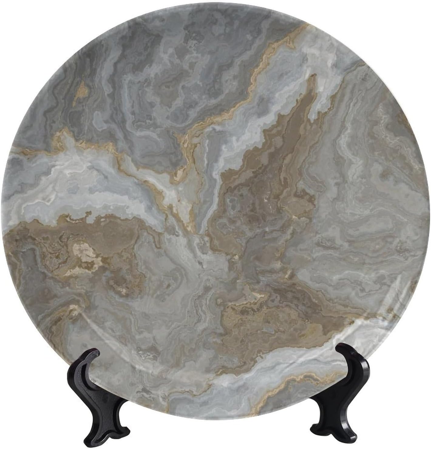 Amazon.com: Bictucem Decorative Plates, 10 Inch, Gray White Marble ...