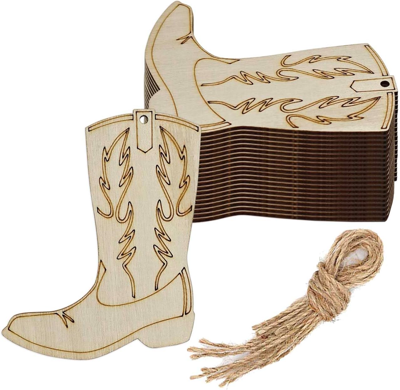 Amazon.com: 20pcs Cowboy Boots Wood DIY Crafts Cutouts Wooden Boots ...