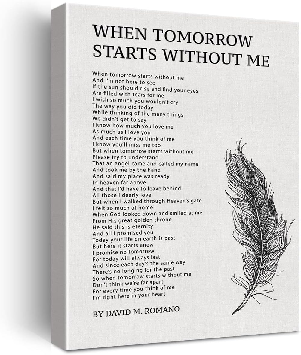 Amazon.com: Poem Wall Art When Tomorrow Starts Without Me Canvas Print ...