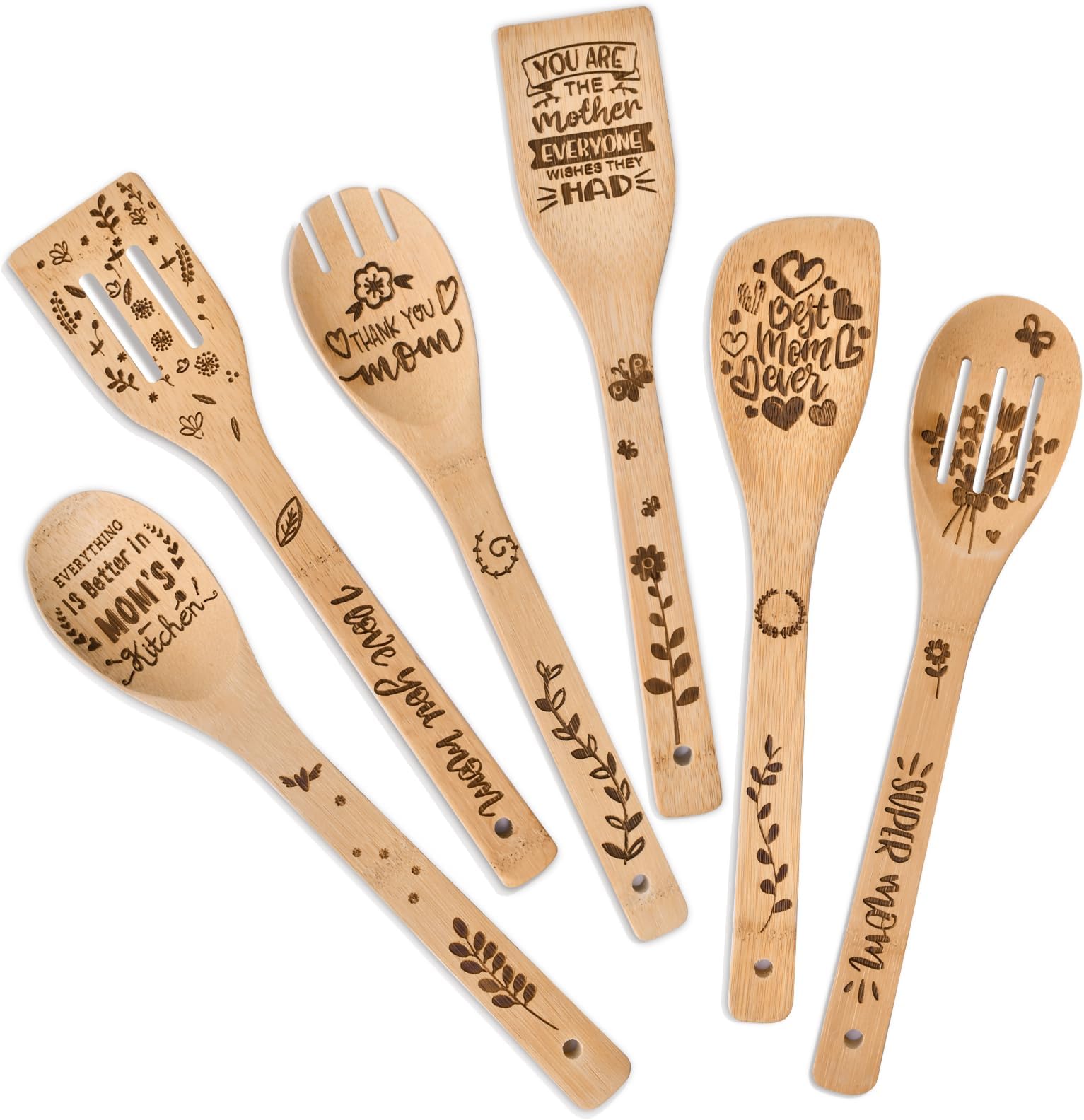 Amazon.com: Custom Personalized Wooden Bamboo Kitchen Utensil Set ...