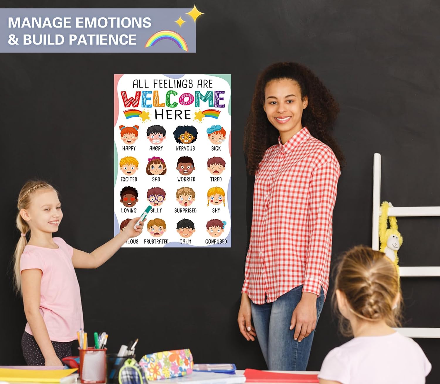 FLYAB Feelings Chart Poster for Kids - Emotions الكويت | Ubuy