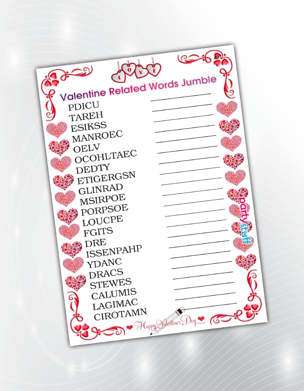 Valentine Word Jumble