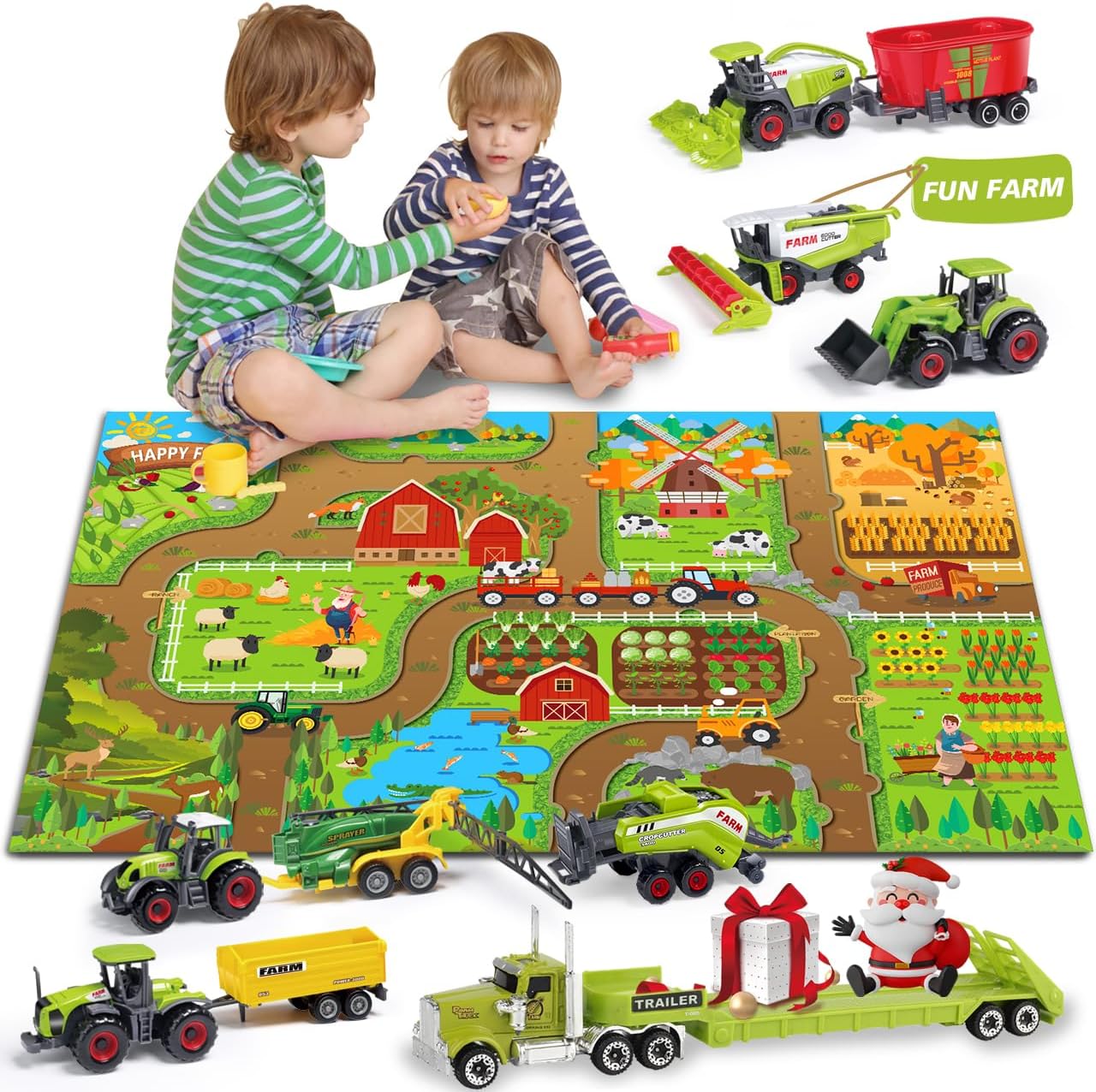 Amazon.com: Oriate Kid's Farm Toys Realistic Tractor Vehicle Playset ...