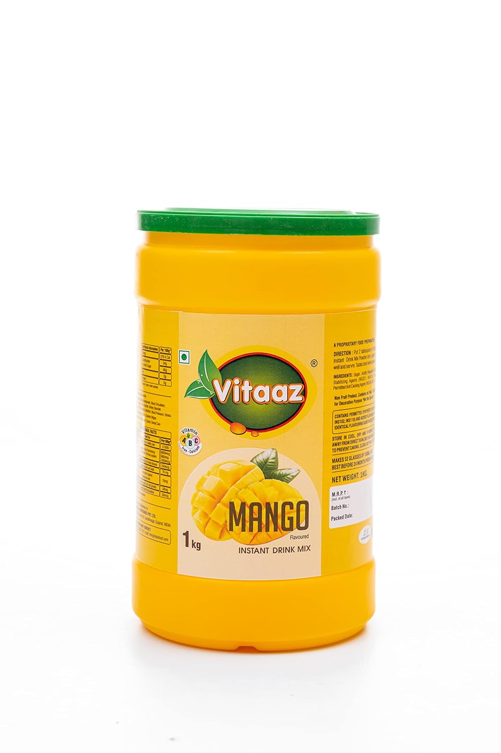 VITAZ Instant Fruit Drink Powder - HDPE Mango 1 Kg Jar : Amazon.in ...