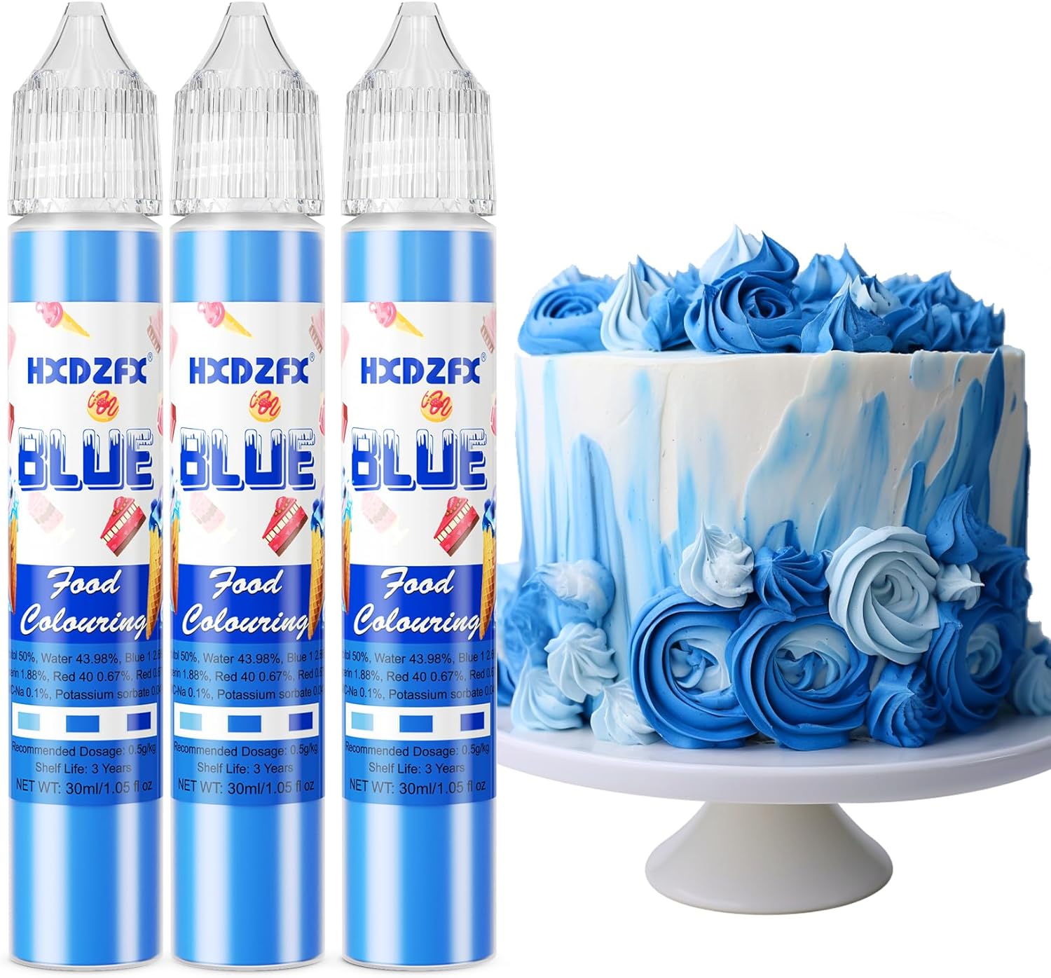 Blue Food Colouring - 30ml×3 Bottles Concentrated Food Colouring Liquid ...