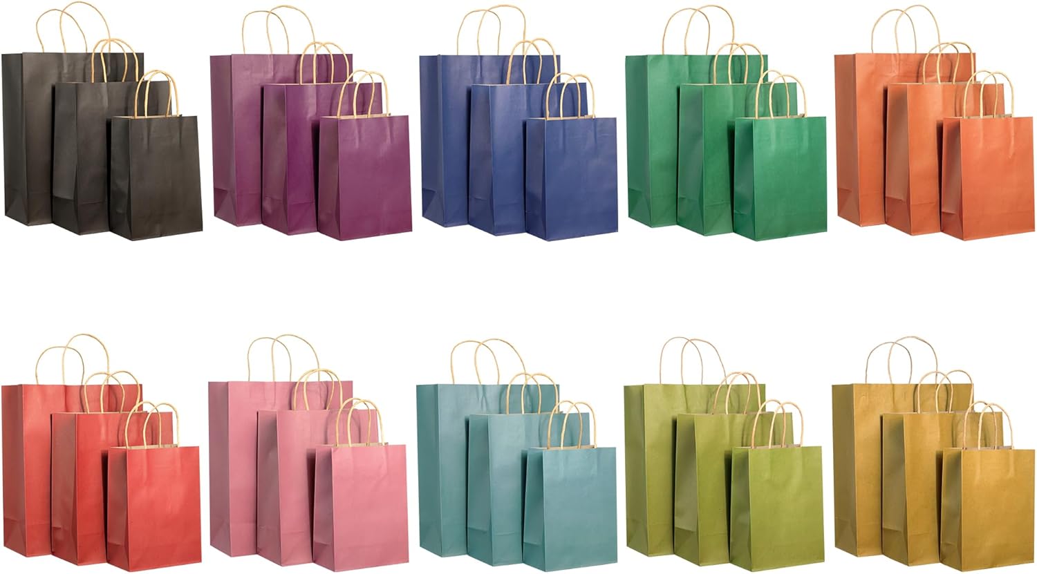 Amazon.com: PINWATT 120Pcs Paper Gift Bags Assorted Sizes with Handles ...