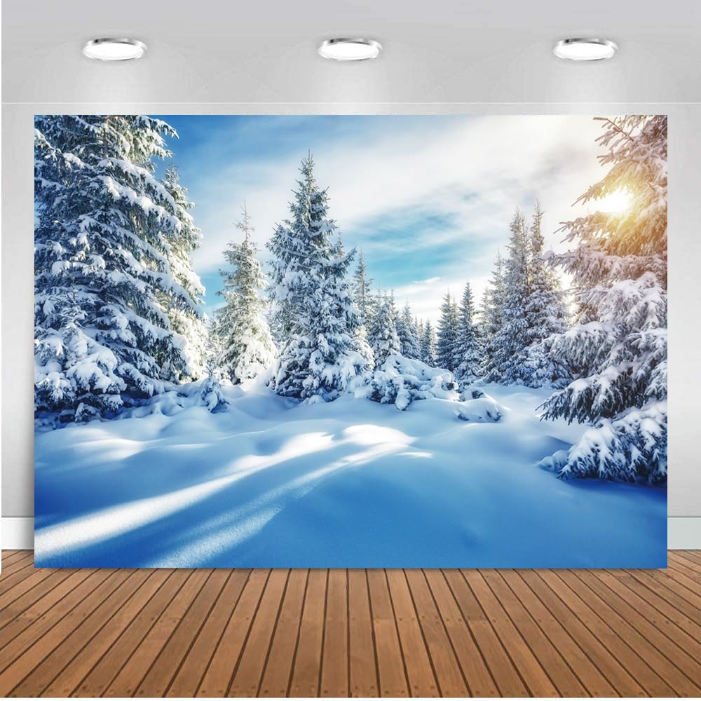 DHXXSC 8X6FT Winter Snow Forest Backdrop Wintry Cedar Forest Scene Alps ...