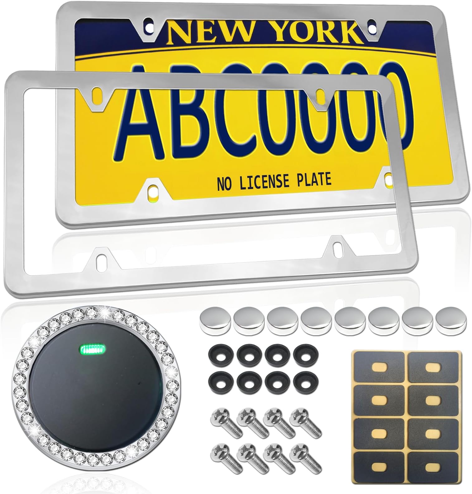 Amazon.com: AICEL 2 Pcs Stainless Steel License Plate Frames, 4 Holes ...