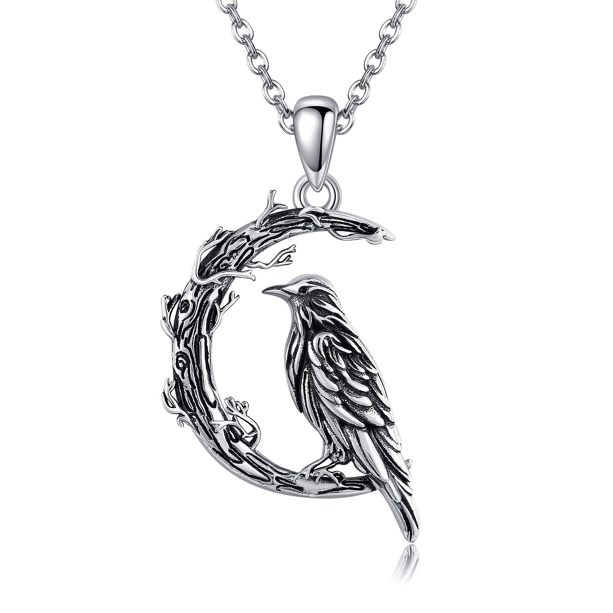 Amazon.com: UCADRIT Raven Necklace 925 Sterling Silver Raven Pendant ...