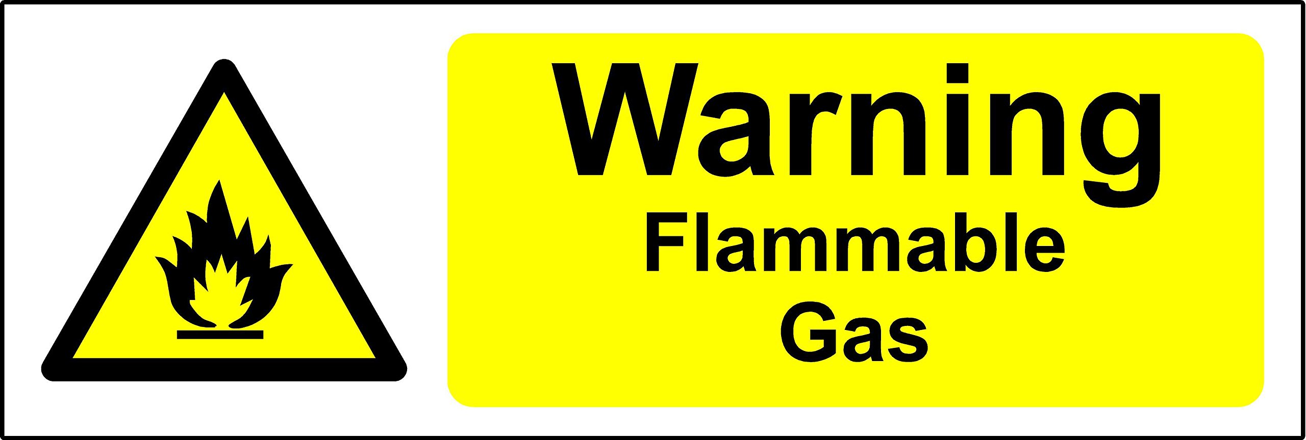 Warning signs Flammable gas Safety sign - Self adhesive sticker 150mm x ...