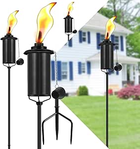 FAN-Torches Home Garden Torch Set of 4, 16oz Outdoor Metal Torch Garden ...
