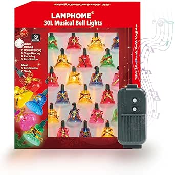 Amazon.com: LAMPHOME 30 Lights Christmas Musical Bell String Lights, 25 ...
