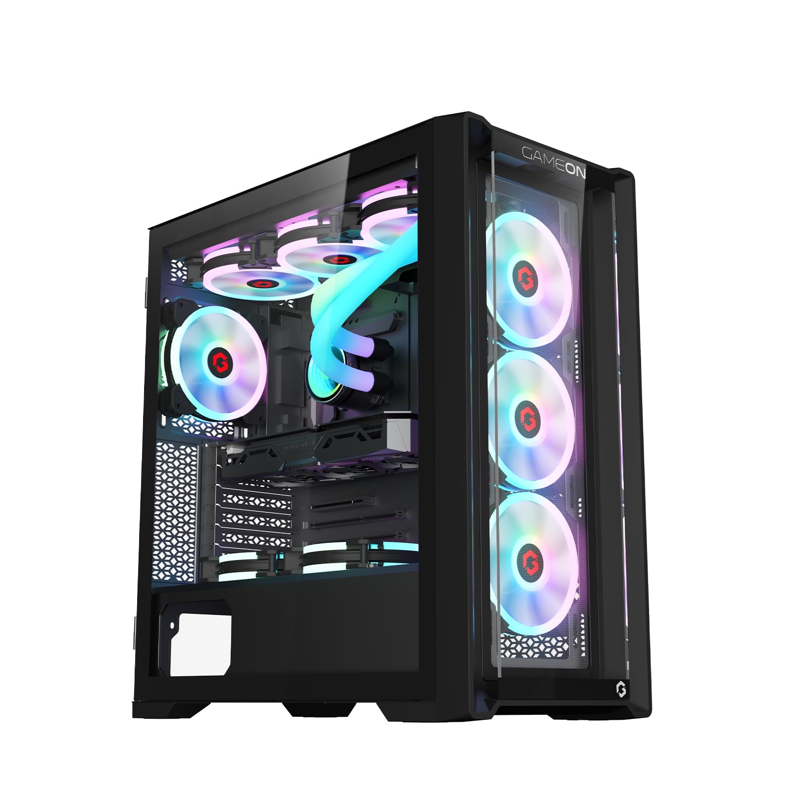 GAMEON Vortex Midnight Series Mid Tower PC Gaming Case, ARGB+PWM ...