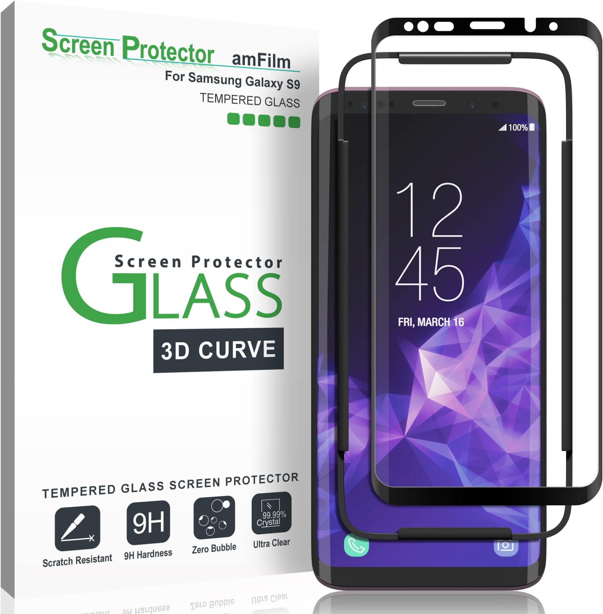 Amazon.com: OTAO Galaxy S9 Plus Screen Protector Tempered Glass (2 Pack ...
