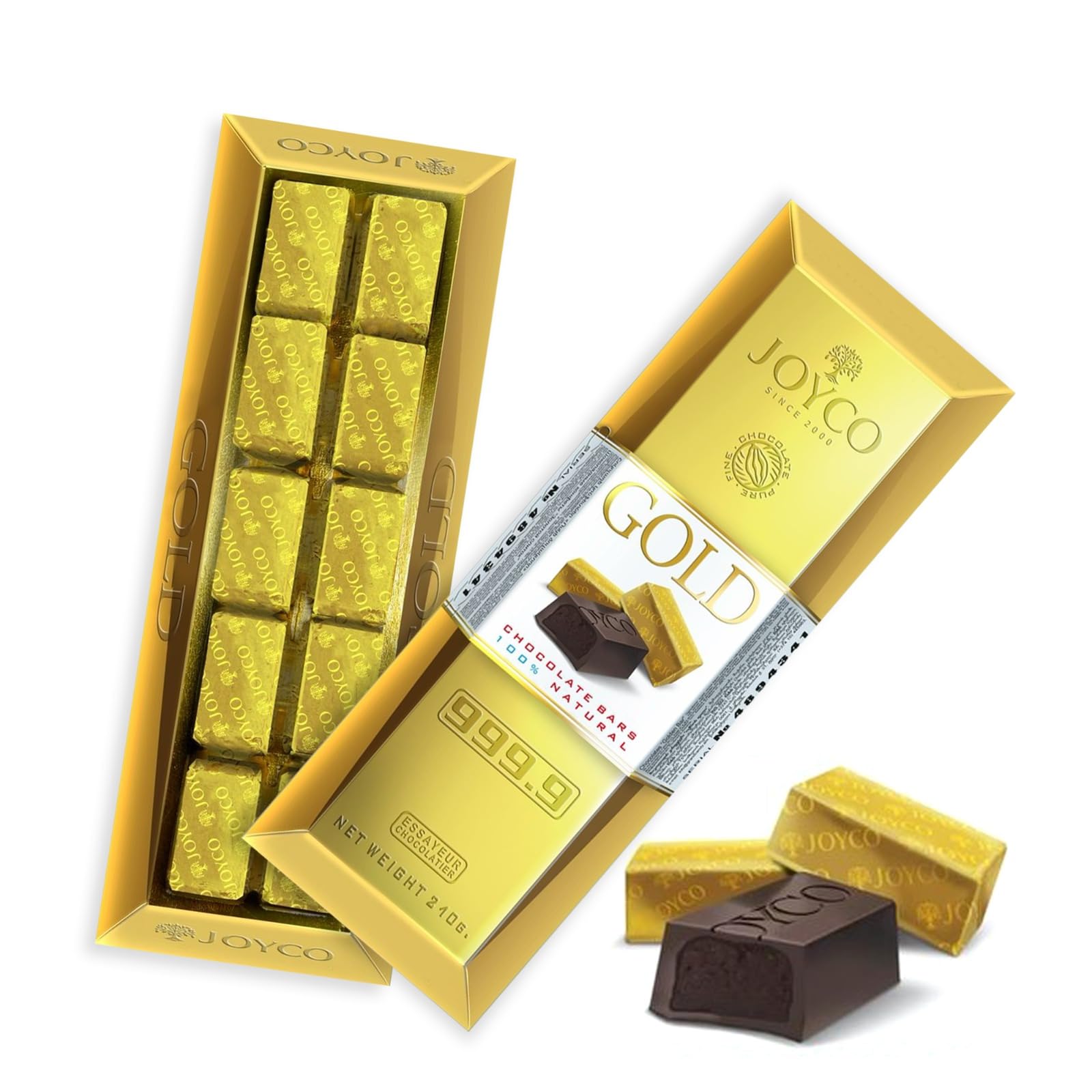 Amazon.com : JOYCO Golden Chocolate Bar - 7.4Oz Gold Wrapped Candy - 20 ...