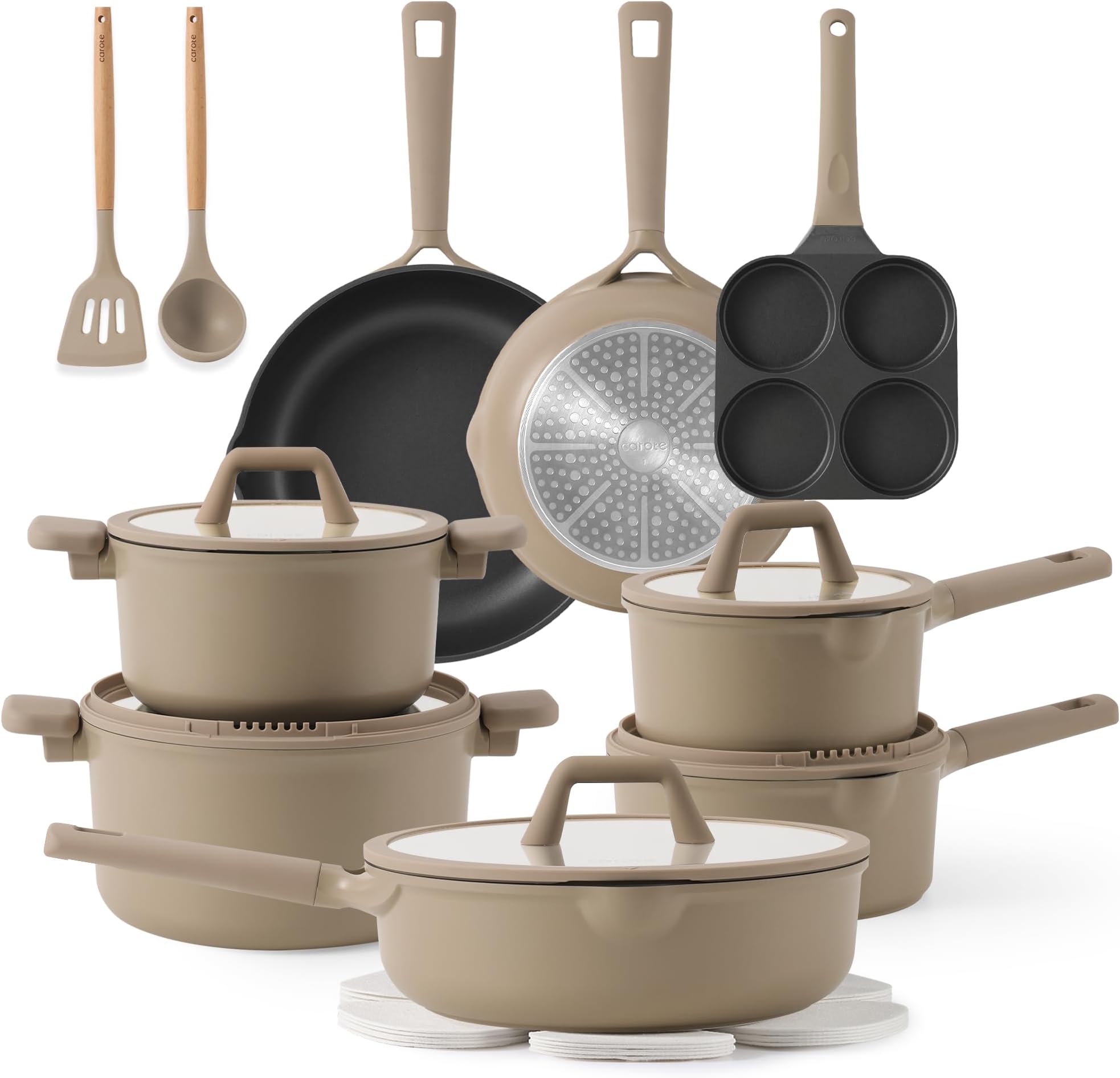 Amazon.com: CAROTE 12 Pcs Pots and Pans Set, Nonstick Ceramic Cookware ...