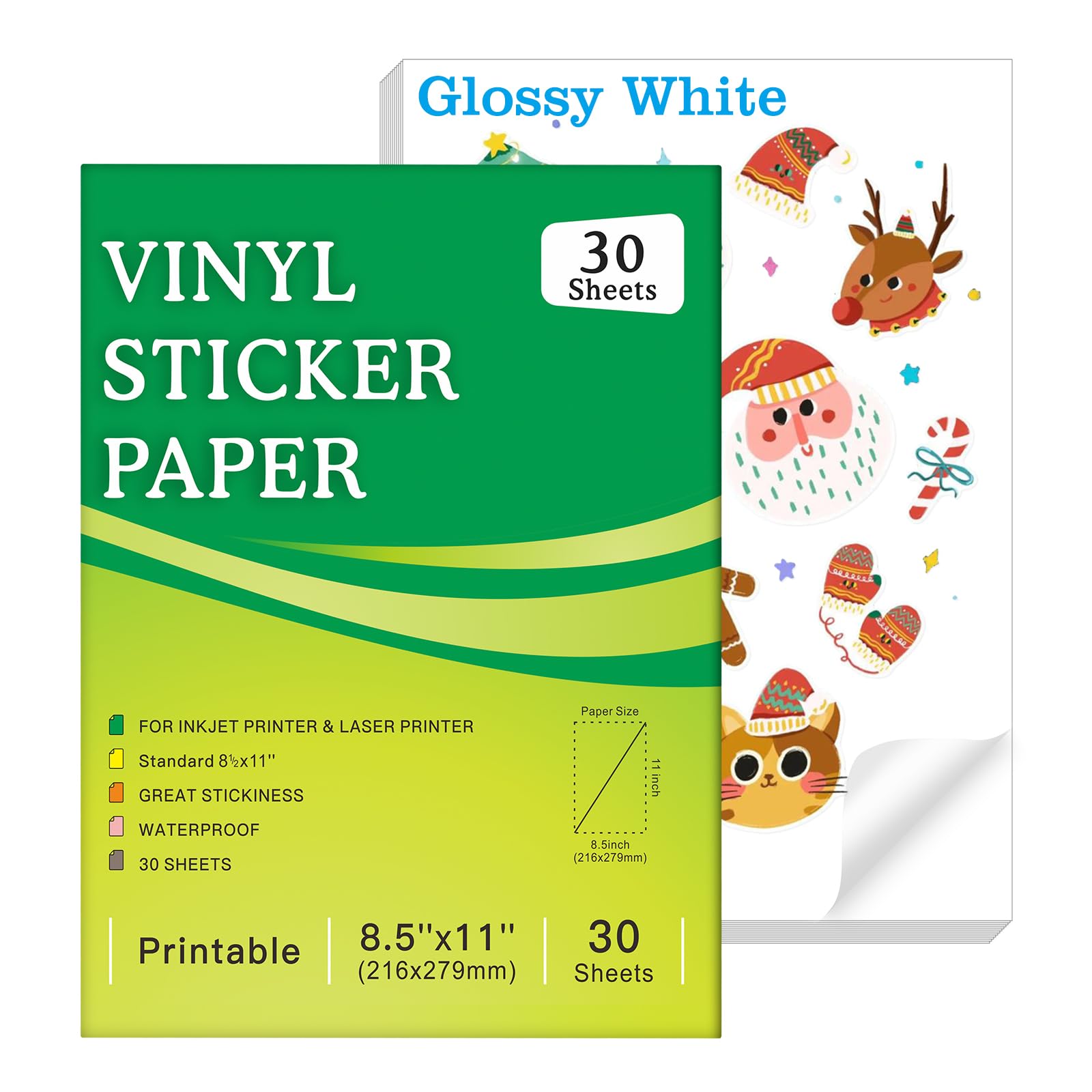 Amazon.com: 30 Sheets Premium Printable Vinyl Sticker Paper for Inkjet ...