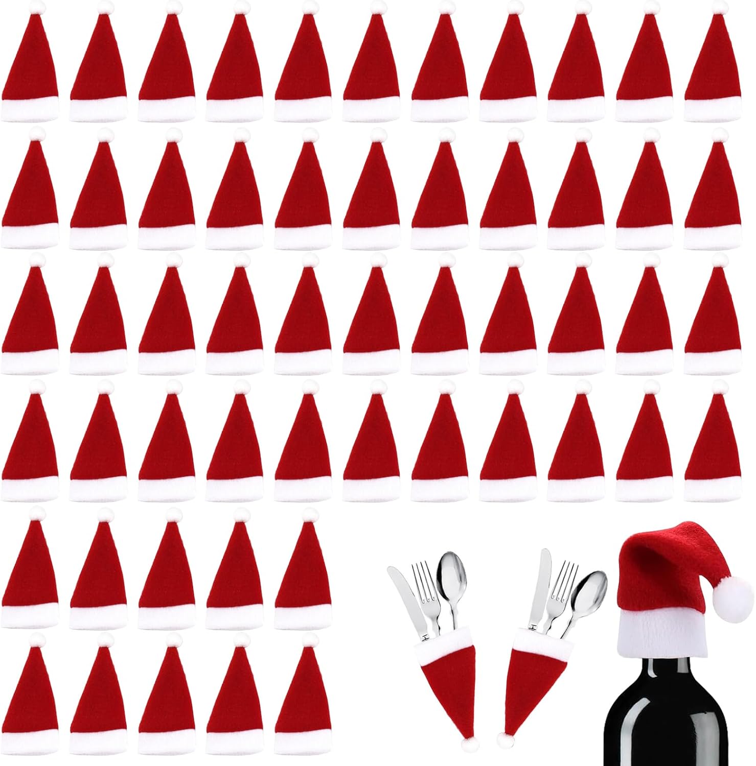 Amazon.com | 50 Pcs Mini Santa Hats for Crafts Tiny Santa Hats for ...
