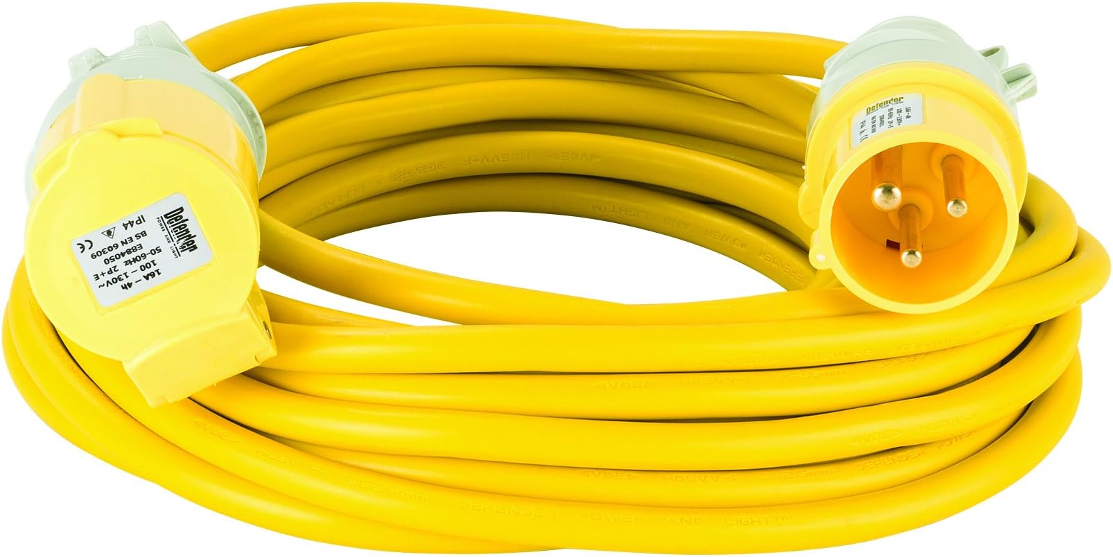 Defender E85123 10M Extension Lead-16A 2.5mm Cable-Yellow 110V, 110 V ...