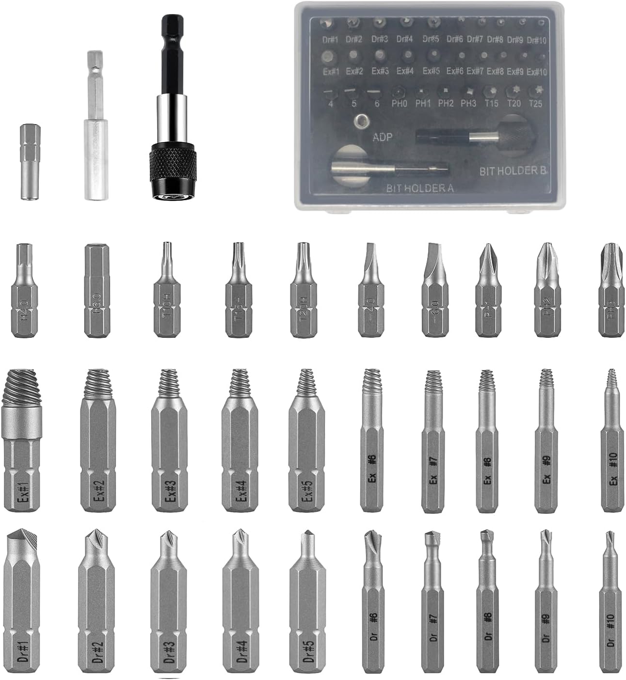 Gifts for Men,Enbiawit 33PCS Damaged Screw Extractor Set Stripped Screw ...