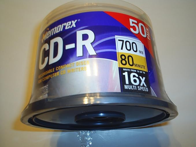 Amazon.com: Memorex 700MB/80-Minute 40x CD-R Media (Silver, 50-Pack ...