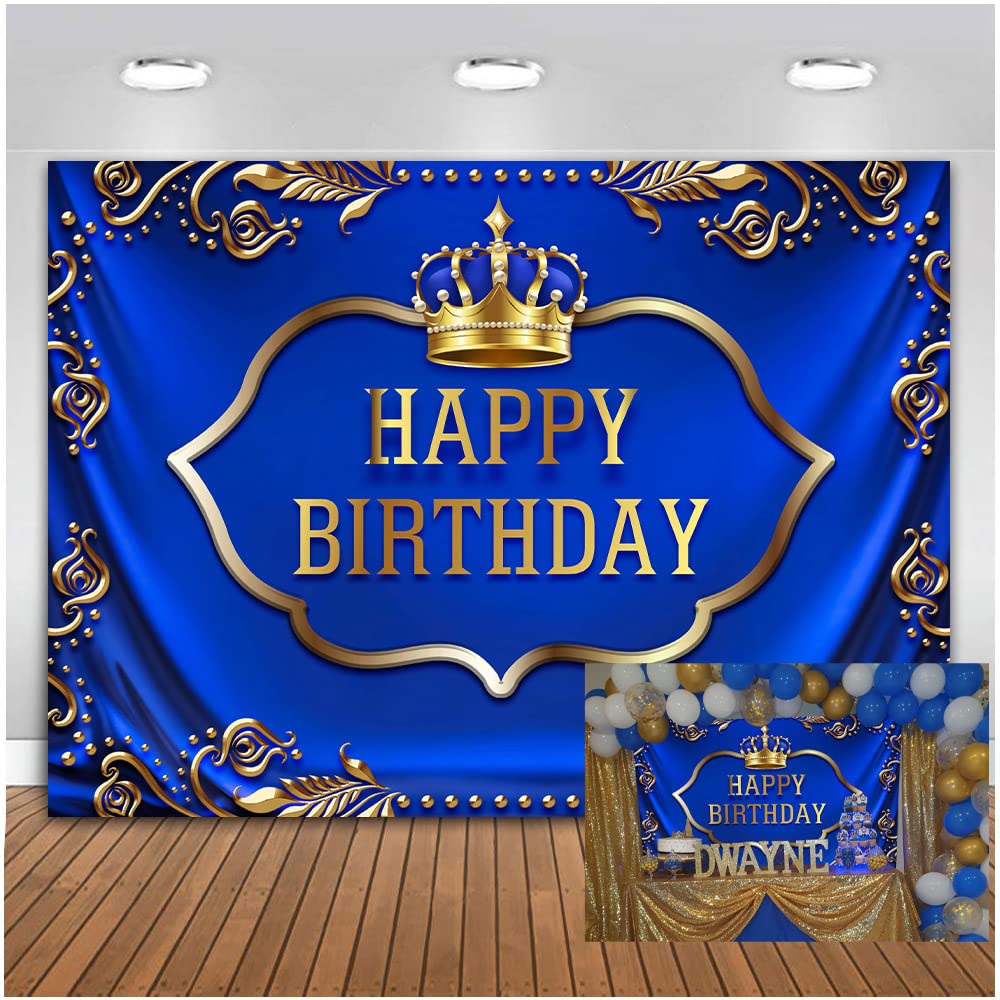 Amazon.com : TOAOFY 7x5ft Prince Birthday Backdrop for Boys Royal Blue ...