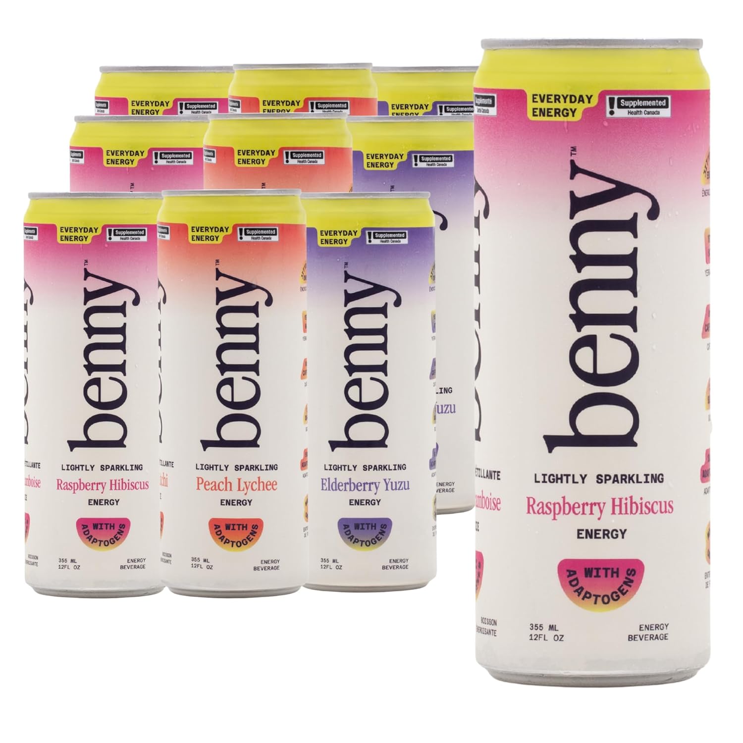 Amazon.com : BENNY Low Sugar Natural Energy Drinks, Sparkling Variety ...