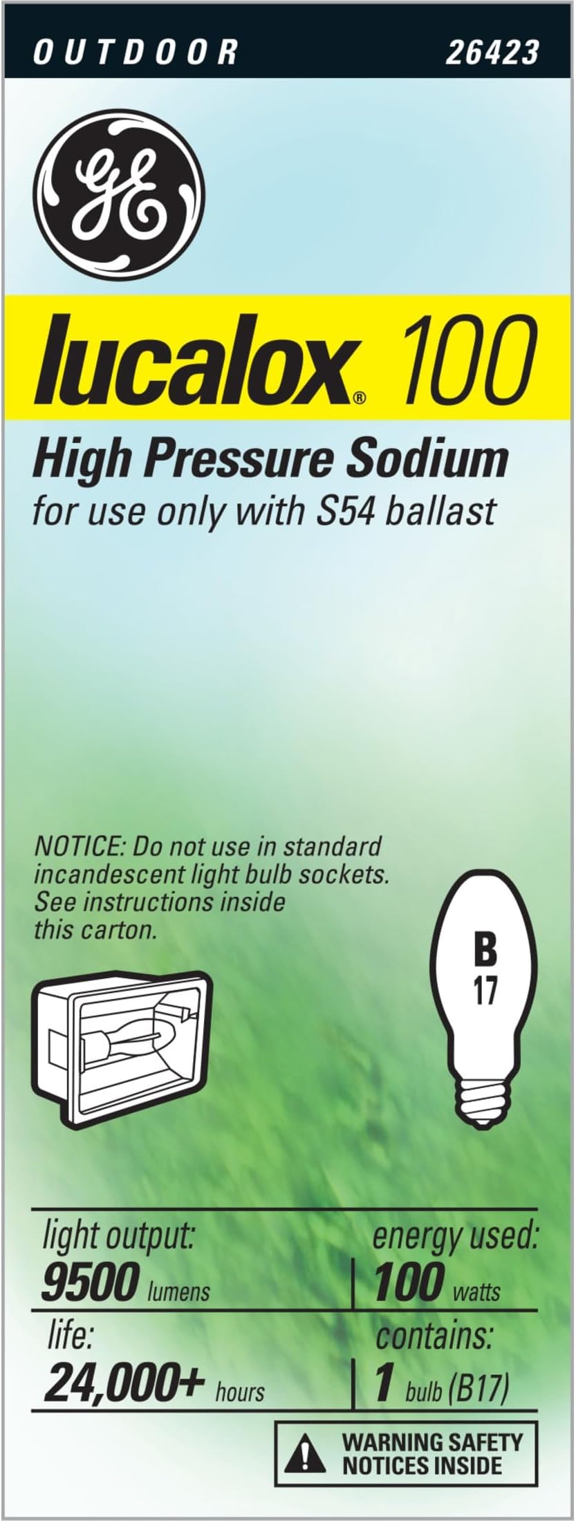 GE Lucalox High Pressure Sodium Light Bulb, B17 HPS Bulb, 150-Watt ...