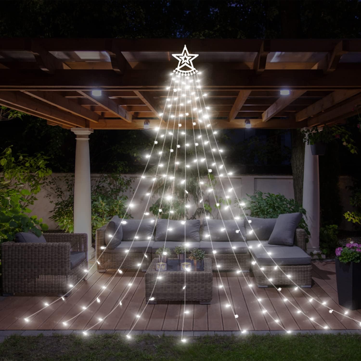 Esoes Christmas Lights Tree 350 LED Outdoor Christmas Decorations ...