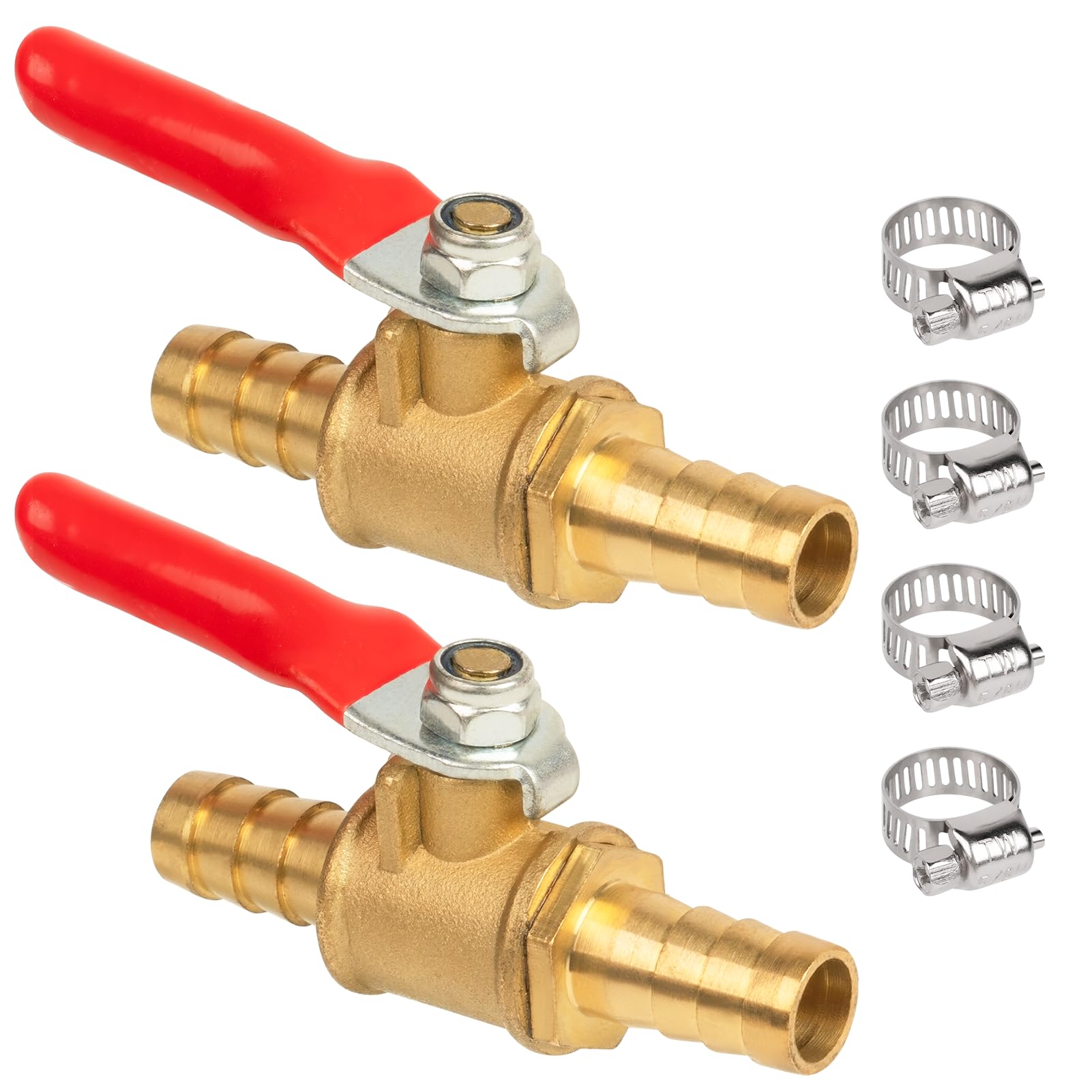 Snapklik.com : JUWO 3/8 Barbed Shut Off Ball Valve, Brass Hose Barb ...
