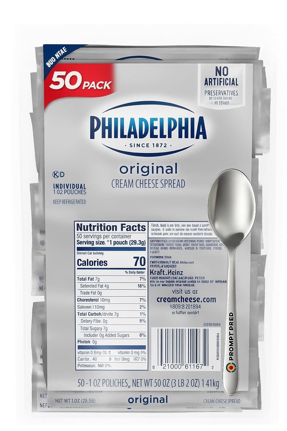 Amazon.com: Philadelphia Original Cream Cheese Pouches – 50 Pack ...