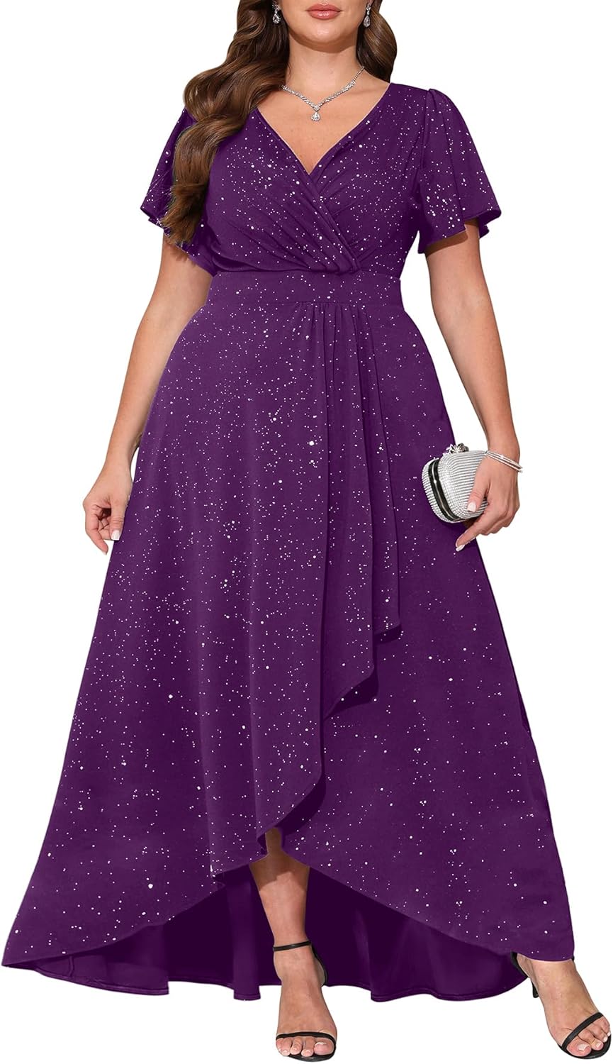 Plus Size Formal Dress Purple Evening Mother of The Bride Wedding Guest ...