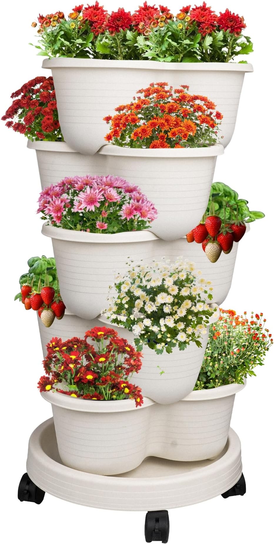 Amazon.com: Bociks 5 Tier Vertical Strawberry Planter-Tower Stackable ...
