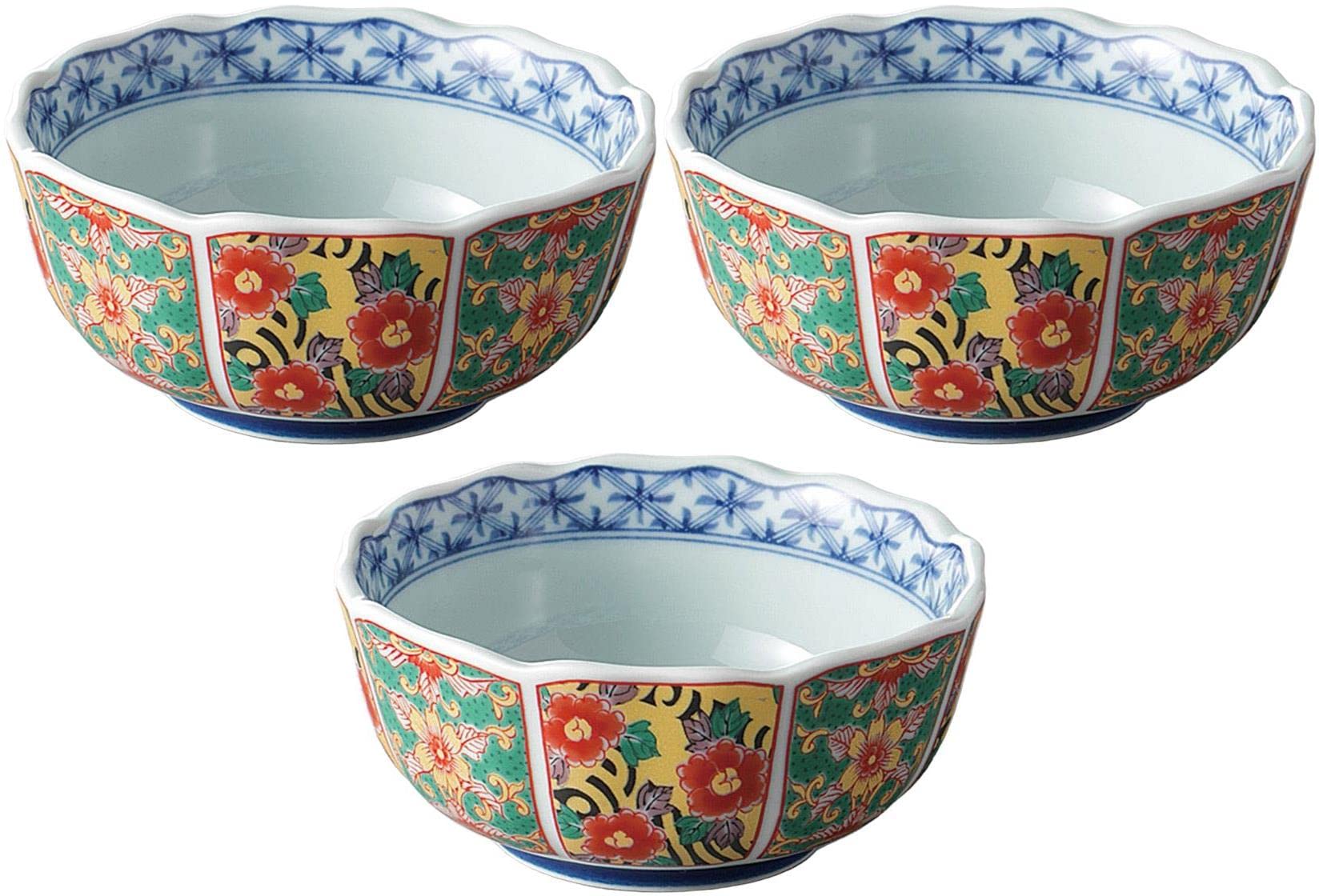 Amazon.co.jp: 3個セット 錦流水草花型小鉢 有田焼 [9.6×4.5cm] 【小鉢】 : ホーム＆キッチン