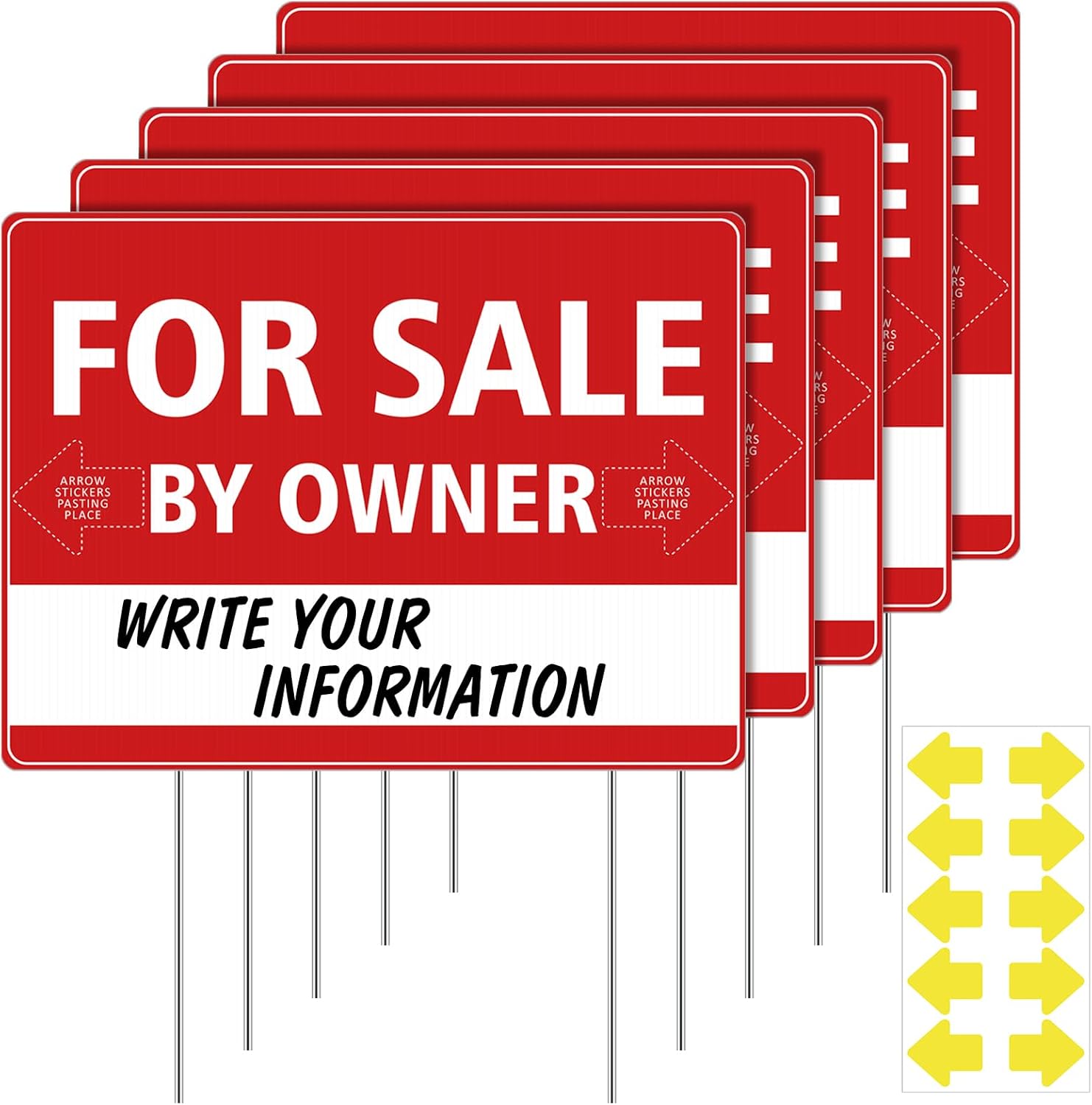 Amazon.com : Soaoo 5 Pack 12 x 16 Inch for Sale by Owner Yard Sign ...