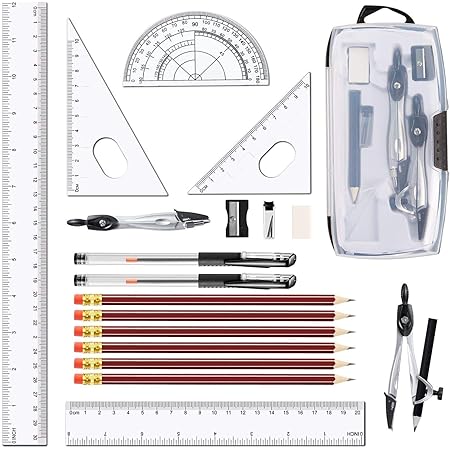 LATERN 20 Pezzi Bussola Geometrica Set, Kit Per Studenti Compasso E ...