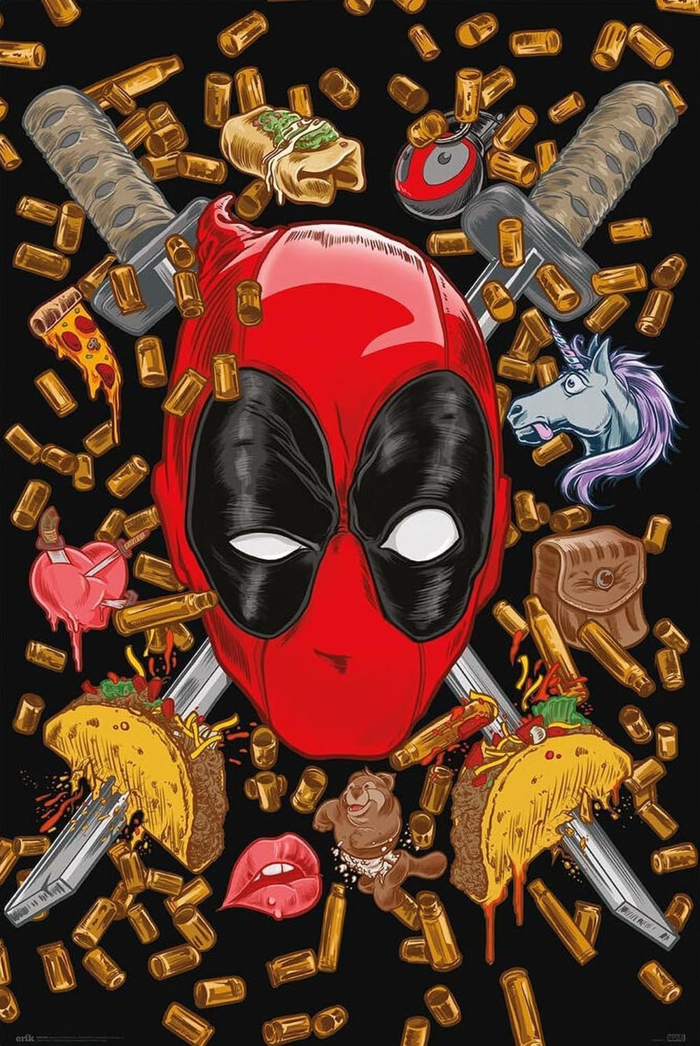 Amazon.com: BUY ART FOR LESS Officially Licensed Deadpool - Bullets and ...