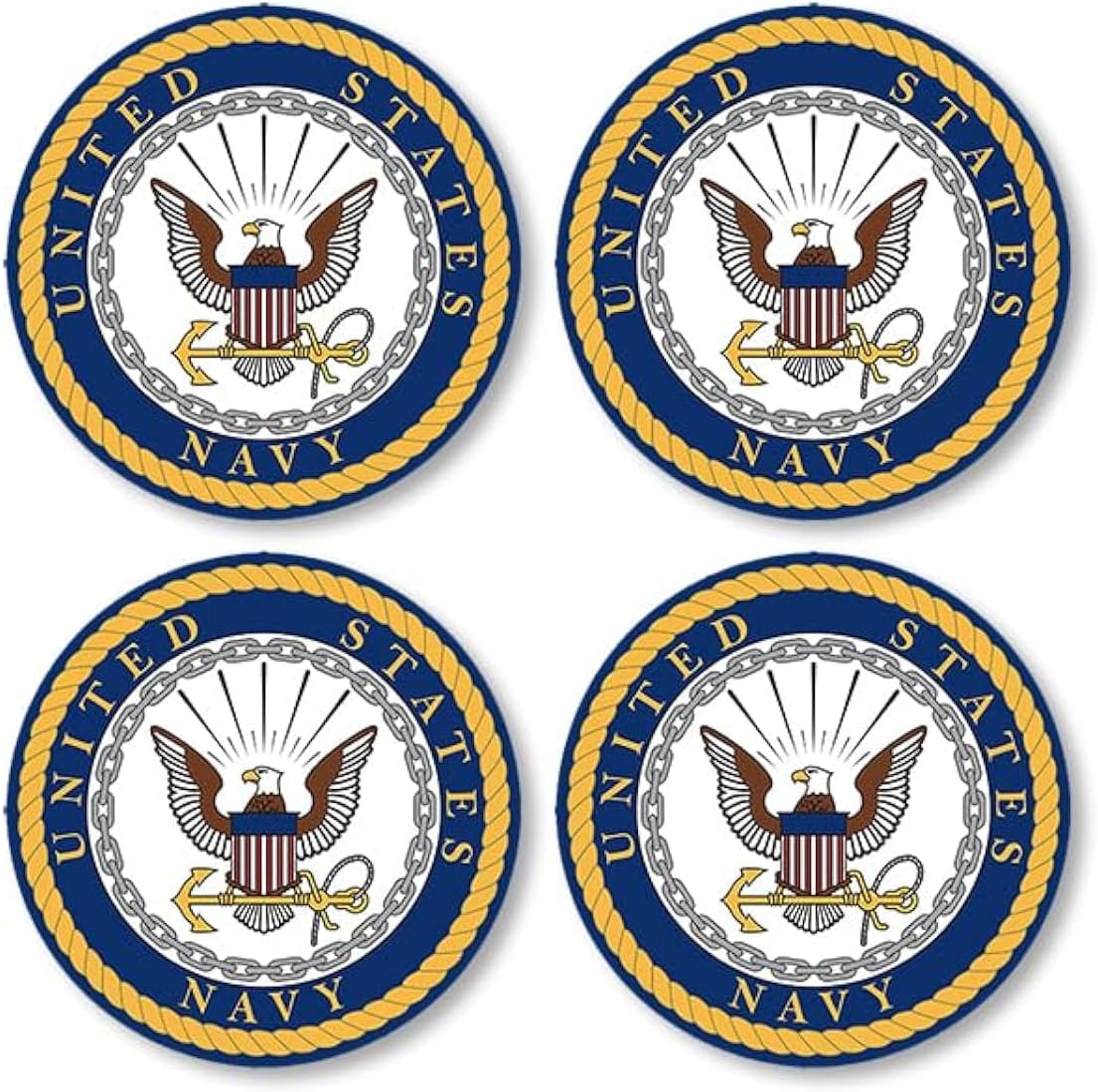 Amazon.com - 4-Pack 1.5 inch Round Official US Navy Logo Stickers ...