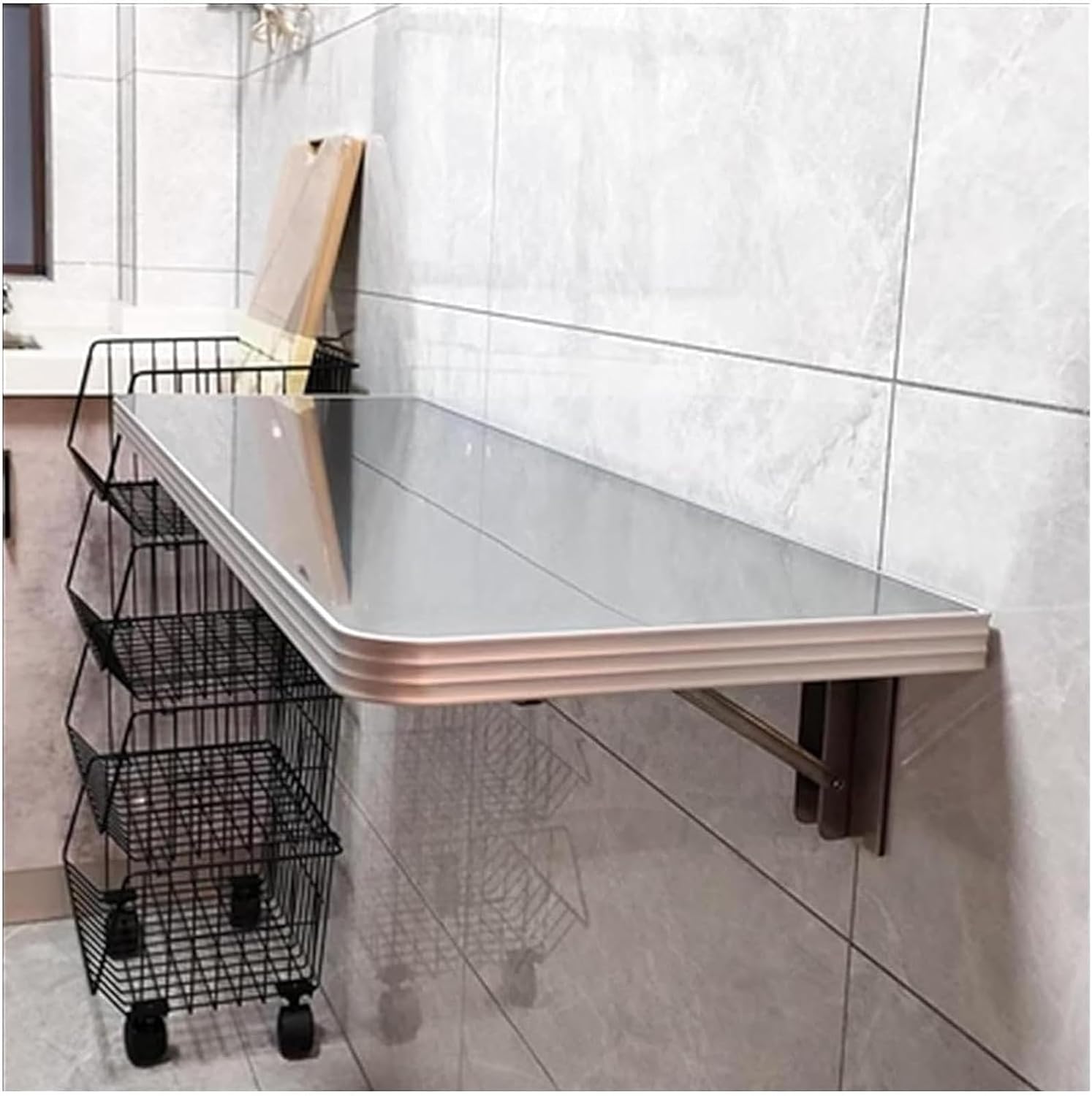 Amazon.com: MAXCBD Stainless Steel Wall Mounted Folding Table Multifunctional Drop Leaf Table ...