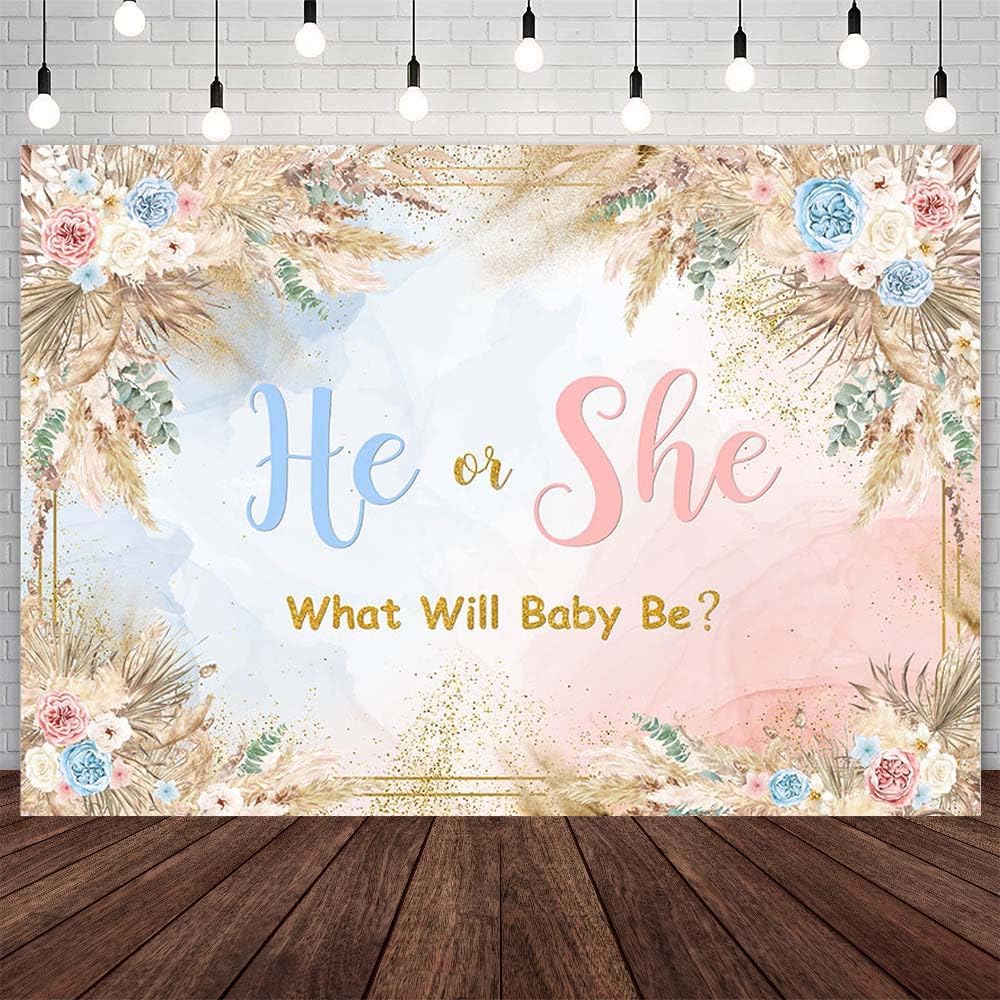 Amazon.com : AIBIIN 7x5ft He or She What Will Baby Be Gender Reveal ...