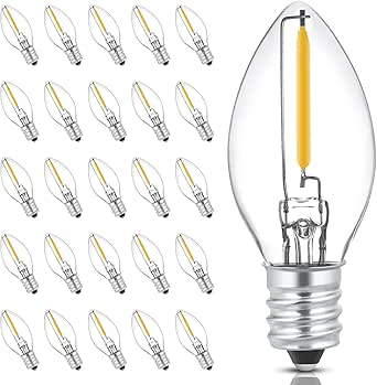 C7 LED Night Light Bulb, E12 LED Bulbs, 0.6W Clear Candelabra Base ...