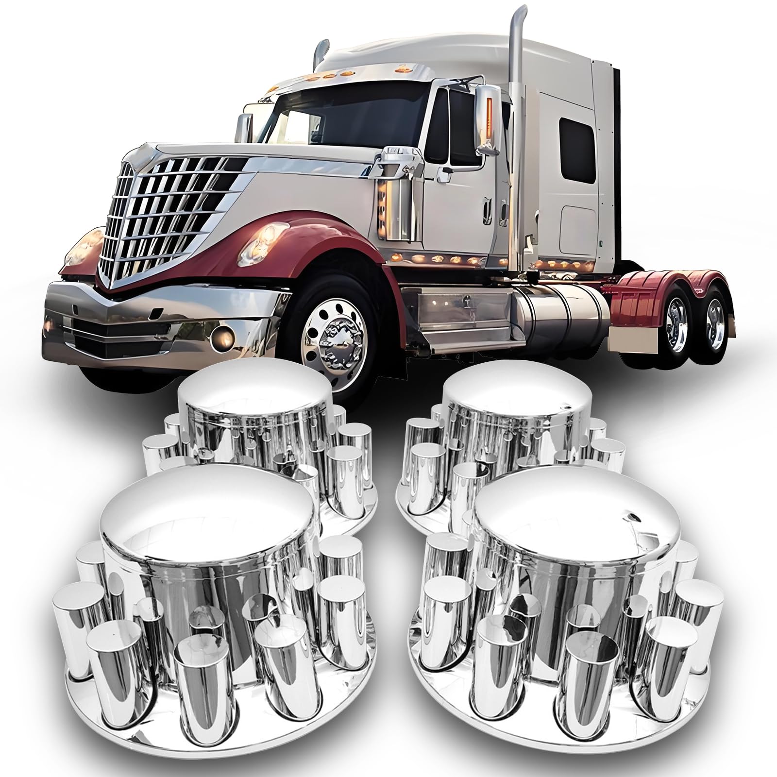 Amazon.com: YUANJUFITT Semi Truck Lug Nut Covers 4 Pack of 33mm Lug Nut ...