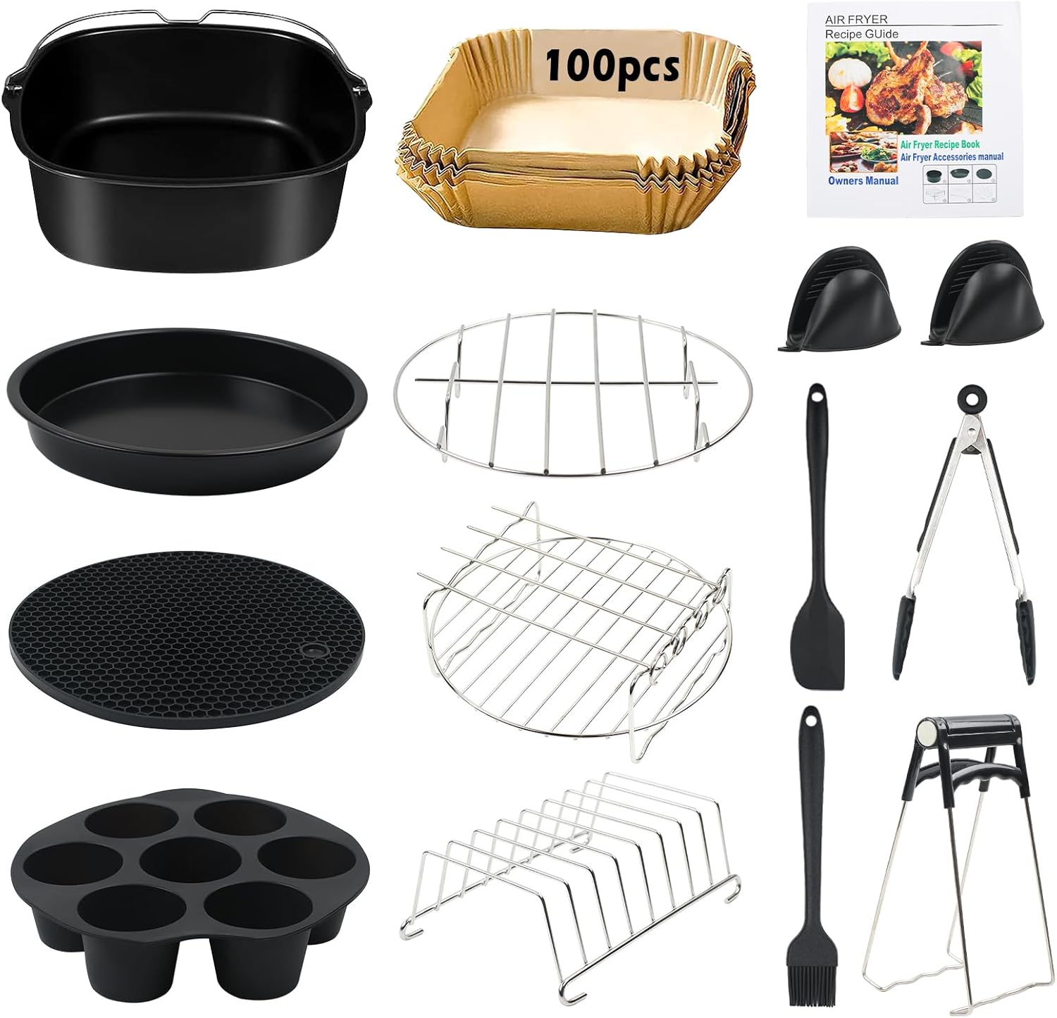 MaxEarn 14STK Heißluftfritteuse Zubehör, 8 Zoll Airfryer Zubehör Set ...