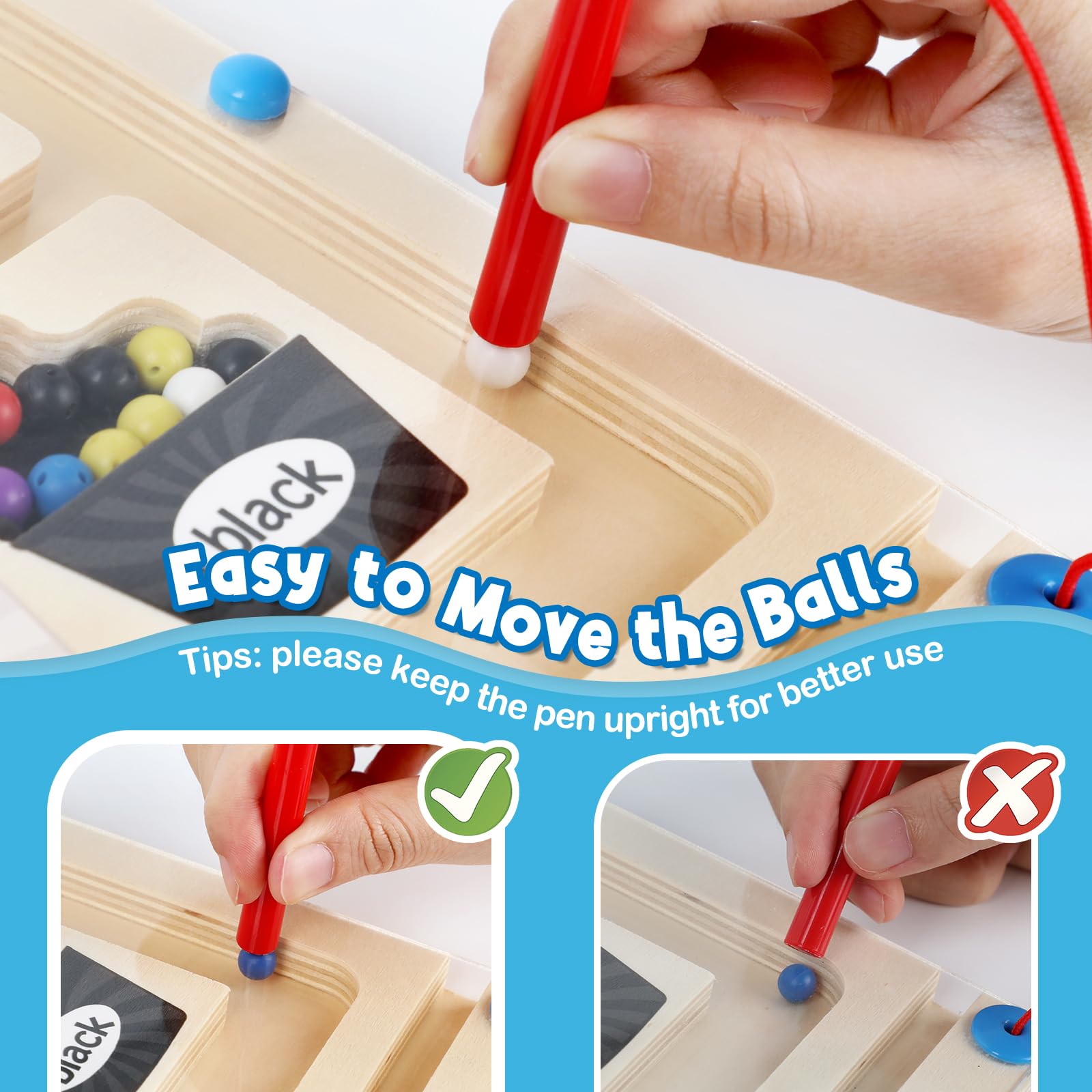 Snapklik.com : Magnetic Color & Number Maze,Montessori Toys Wooden ...