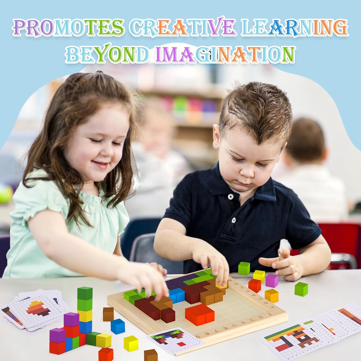 FUQUN Rompecabezas de madera con 20 tarjetas de patrón para niños ...