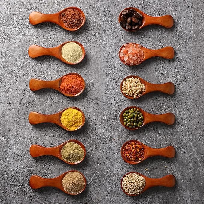 Small Wooden Salt Spoon - 12 Pack Mini Wood Spoon with Short Handle ...